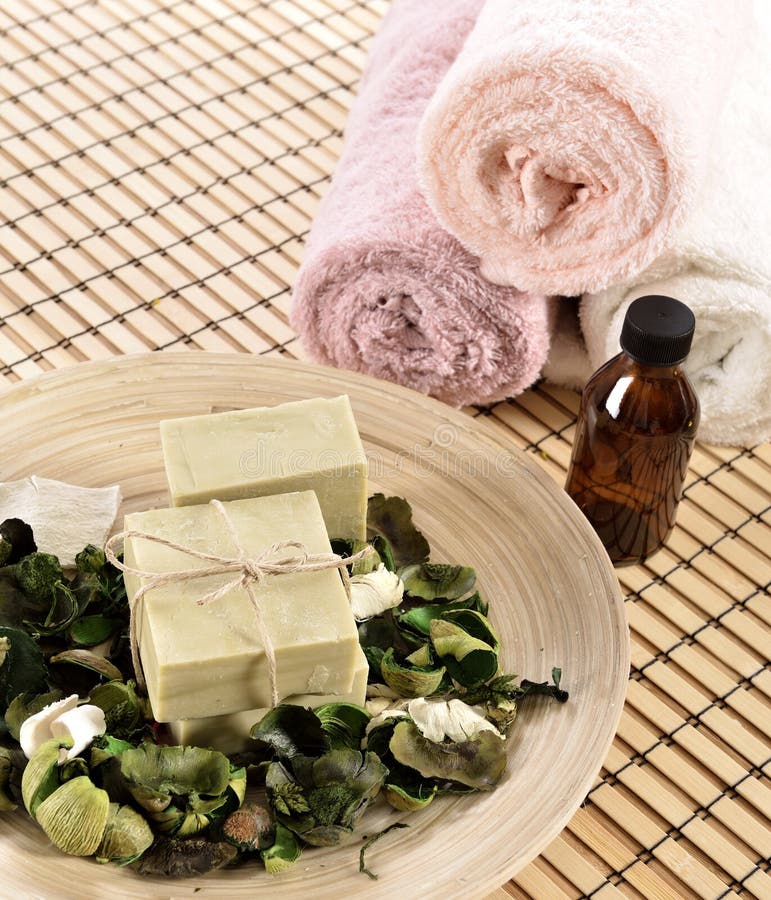 Spa Organic Soap and Massage Oil Stock Image - Image of aromatherapy ...