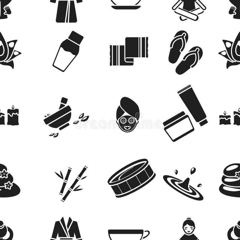 Spa Pattern Icons in Black Style. Big Collection of Spa Vector Symbol ...