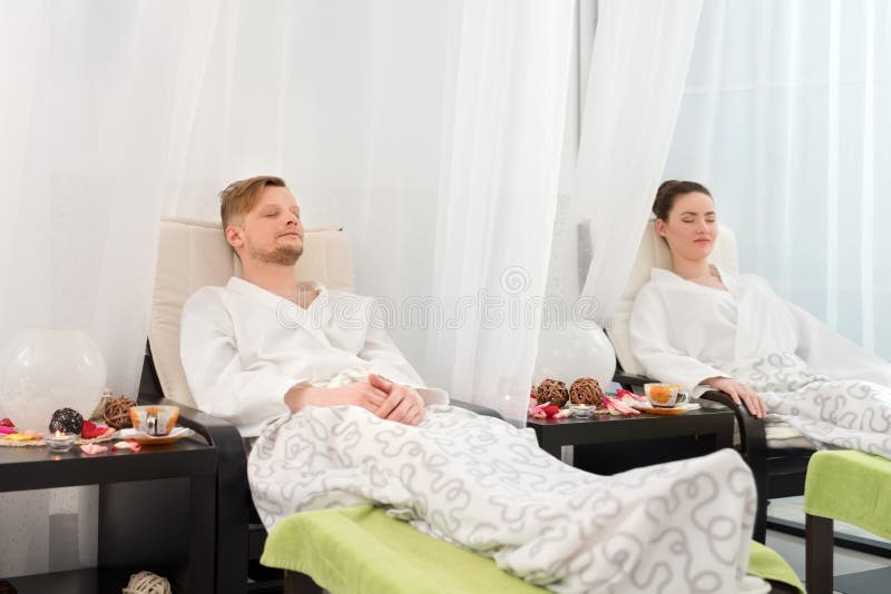 In Spa. Photo of Relaxed and Satisfied Clients Stock Photo - Image of ...
