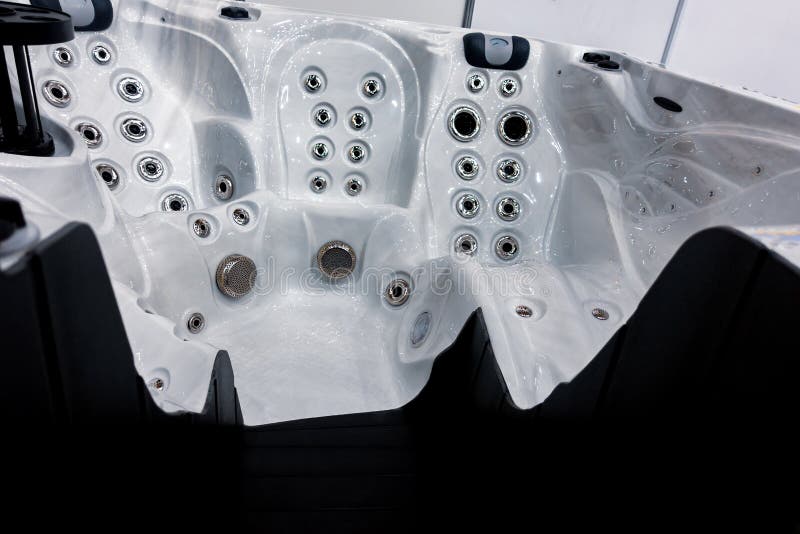 SPA Pools Jacuzzi. Bathroom with Hydromassage and Jacuzzi Stock Photo ...