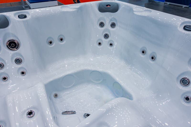 SPA Pools Jacuzzi. Bathroom with Hydromassage and Jacuzzi Stock Photo ...