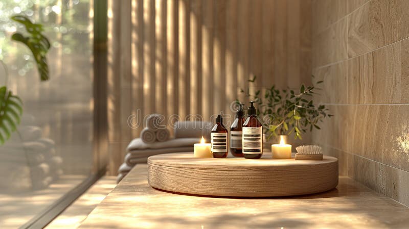 Spa Products and Candles in a Luxurious Interior Stock Illustration ...
