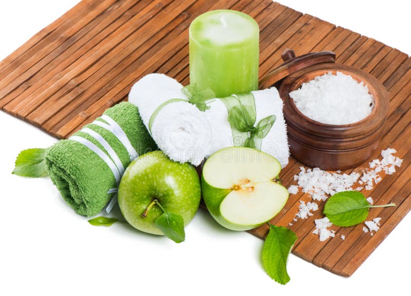 Spa Products of Green Apple Stock Photo - Image of rope, leaf: 44426284