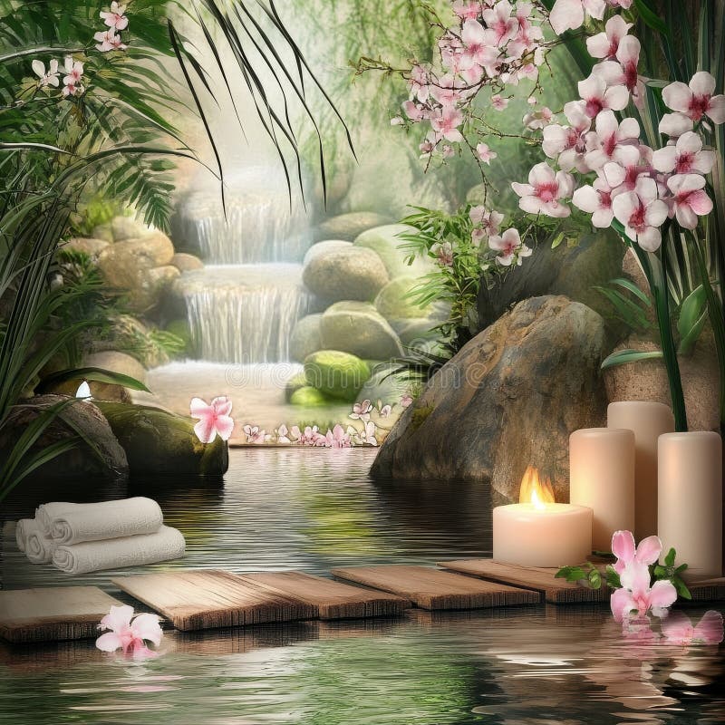 Spa Relaxation Backdrop with a Harmonious Layout. Stock Illustration ...