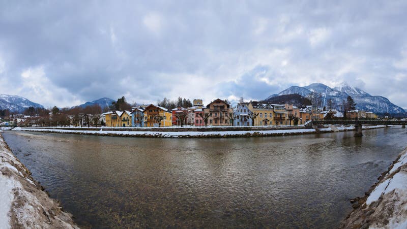 Spa and Ski Resort Bad Ischl Town in Austria in Evening Stock Image ...