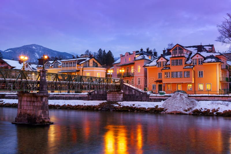 Spa And Ski Resort Bad Ischl Town In Austria In Evening Stock Image ...