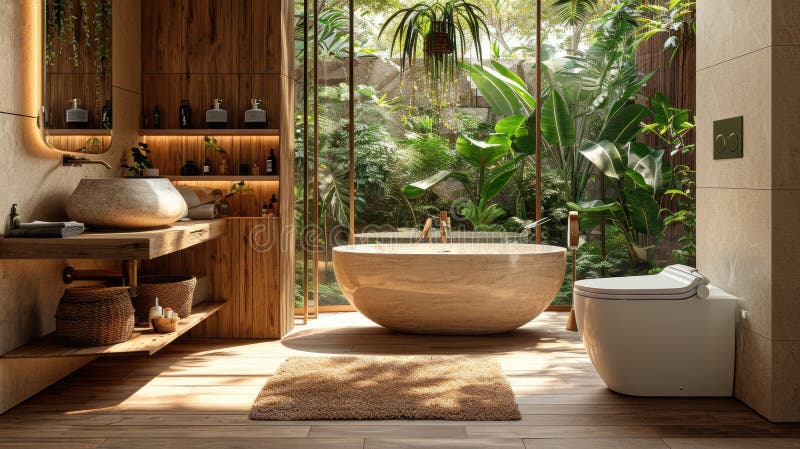 Spa Retreat Toilet Design stock illustration. Illustration of lavish ...