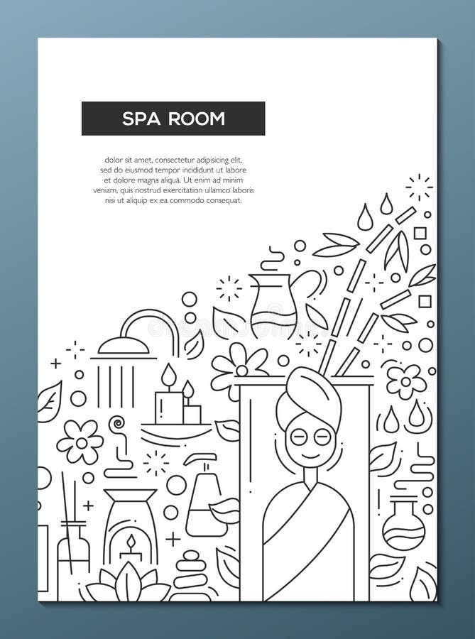 Spa Room - Line Design Brochure Poster Template A4 Stock Vector ...