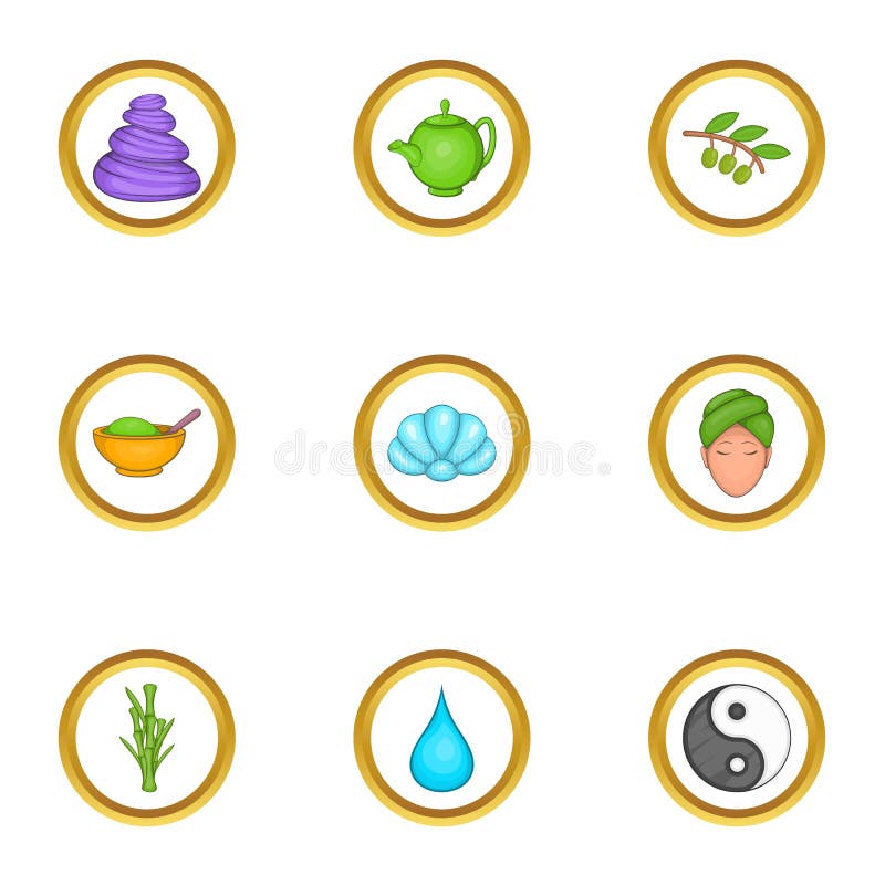Salon Icons Set, Cartoon Style Stock Vector - Illustration of classic ...