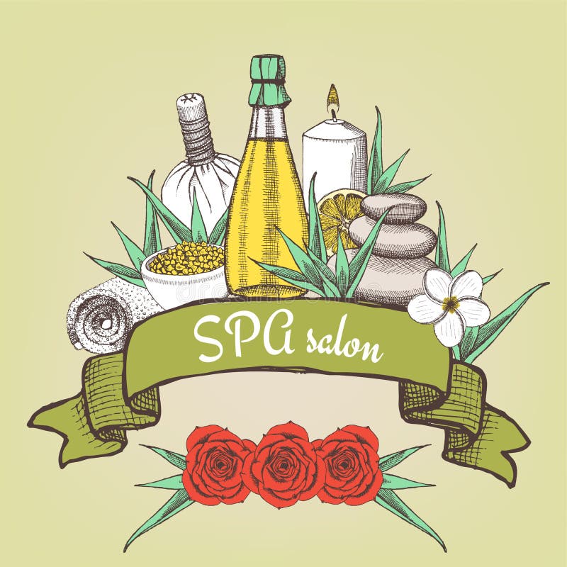 Spa Salon Poster with Ribbon Stock Illustration - Illustration of ...