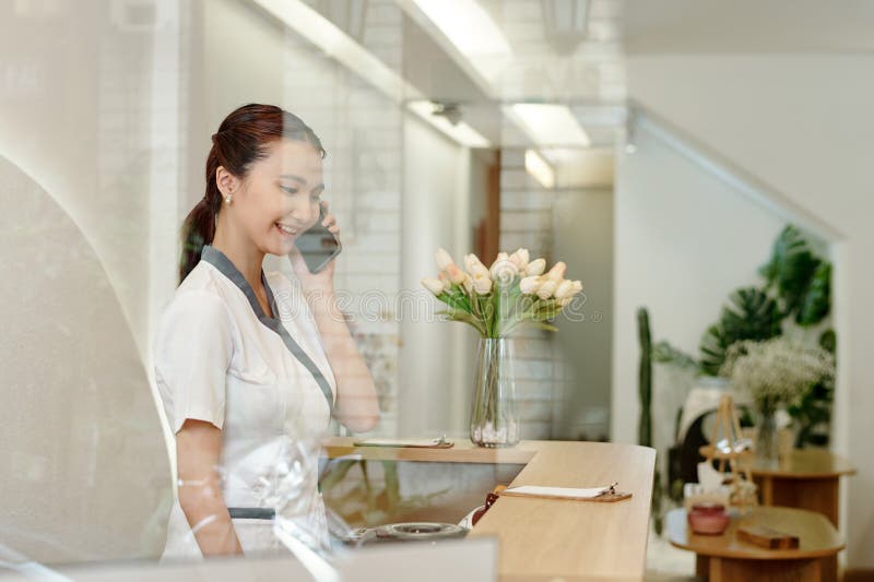 Spa Salon Receptionist Worker Stock Photo - Image of female, leisure ...