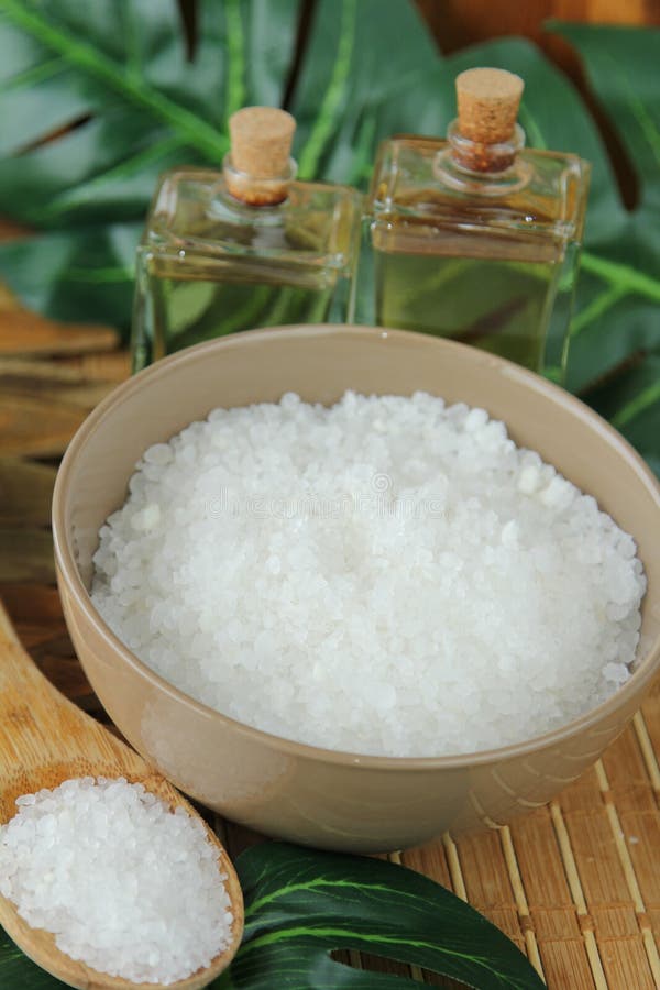 Spa Sea Salt stock photo. Image of green, relax, leaf - 16305732
