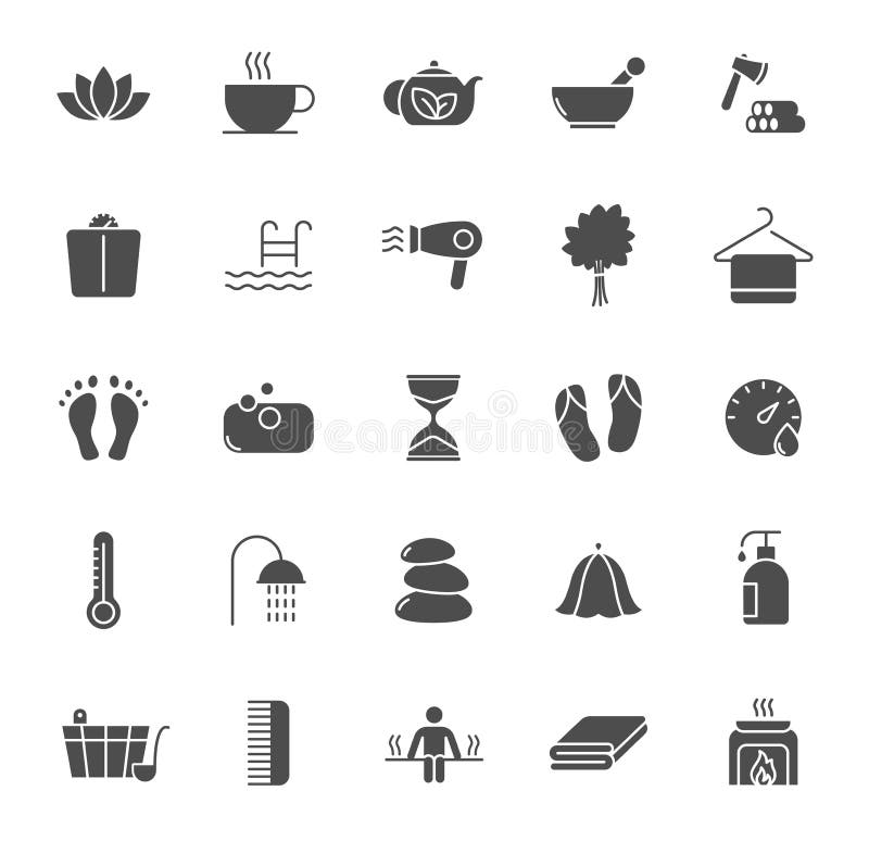 Spa and Sauna Silhouette Vector Icons Isolated Stock Vector ...