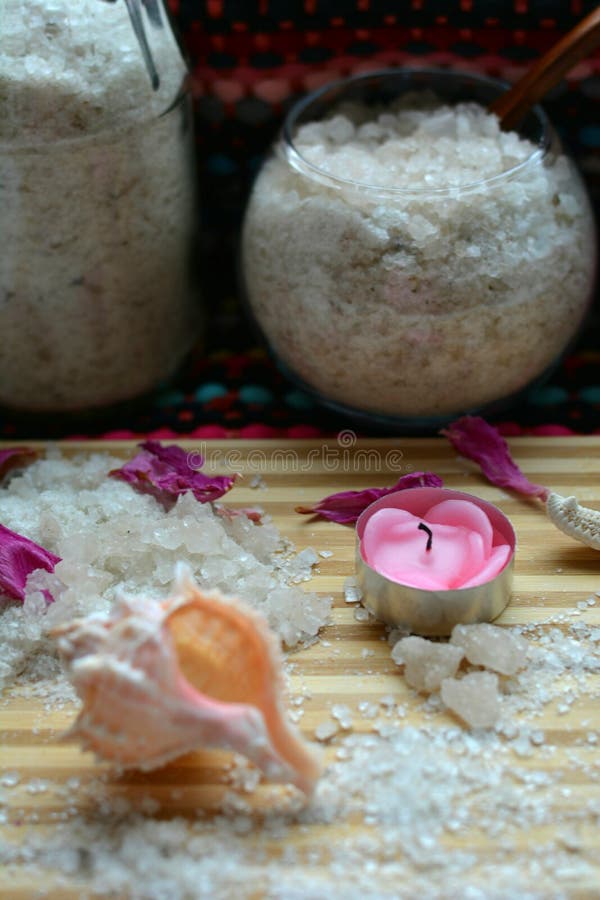 Spa sea salt stock image. Image of glass, healthy, texture - 110257705