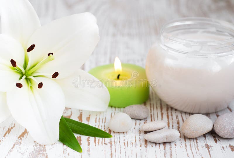 Spa set with lily stock image. Image of freshness, lifestyle - 34915677