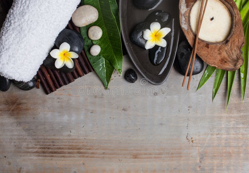 Spa Set with Tropical Objects for Healthy Therapy Stock Image - Image ...