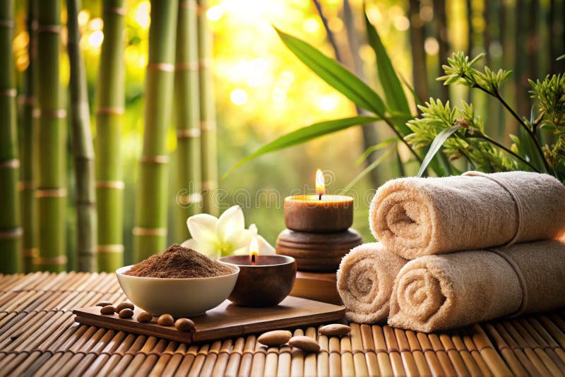 Spa Setting with Bamboo stock illustration. Illustration of decor ...