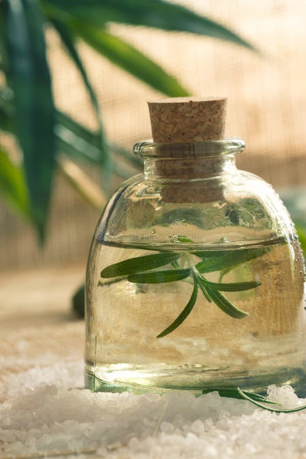 Spa Setting with Bath Salt and Floral Water Stock Image - Image of bath ...