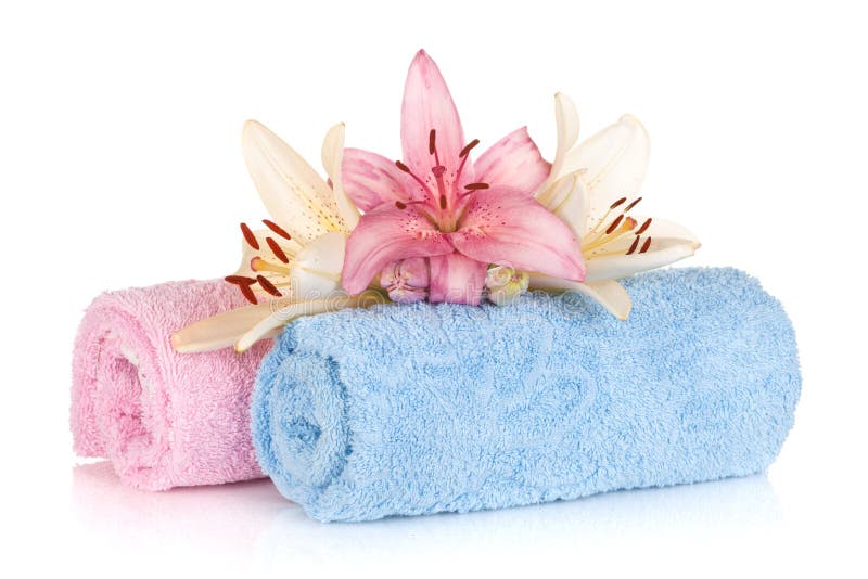 Spa Setting with Colorful Lily Flowers Stock Photo - Image of ...