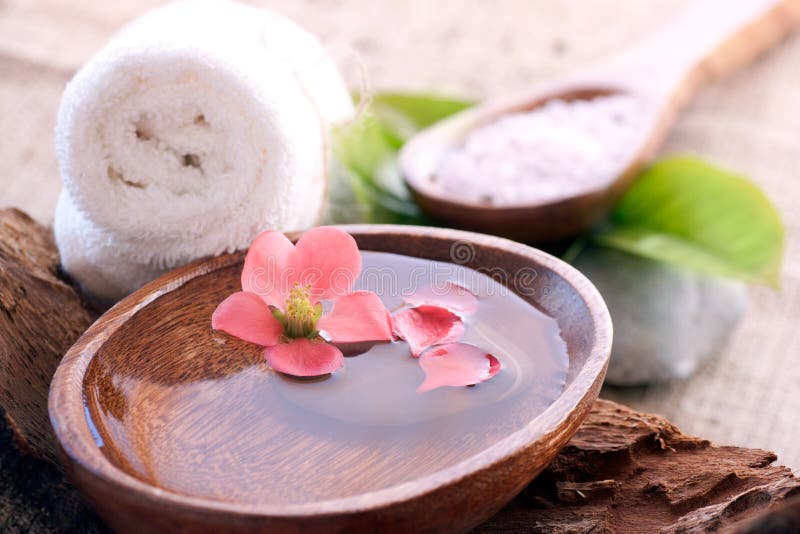 Spa Setting With Floral Water Stock Image - Image of body, close: 23210925