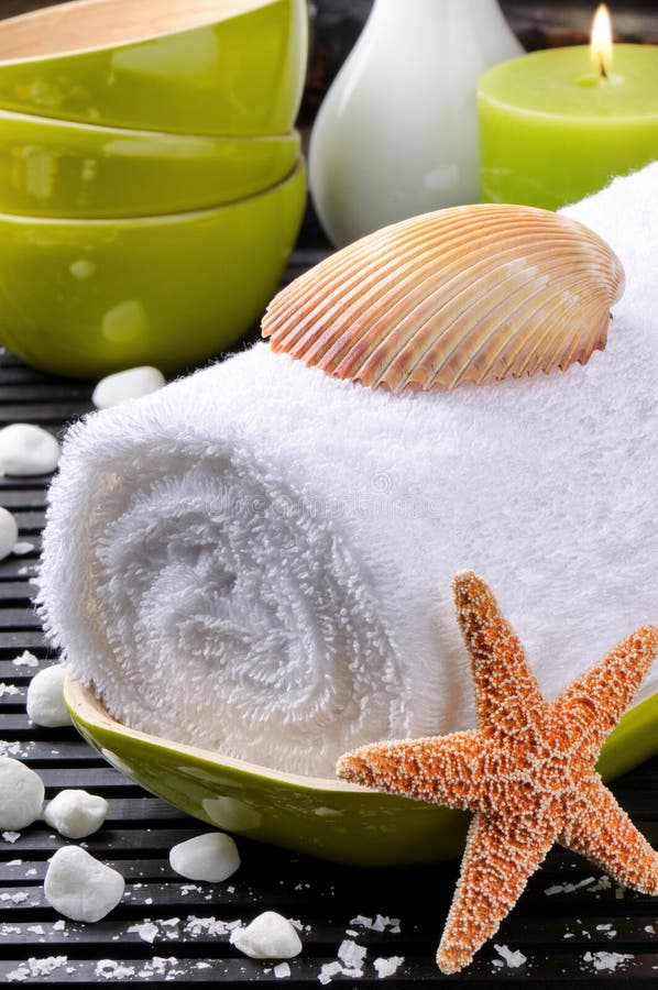 Spa setting in green tone stock image. Image of aromatherapy - 25802423