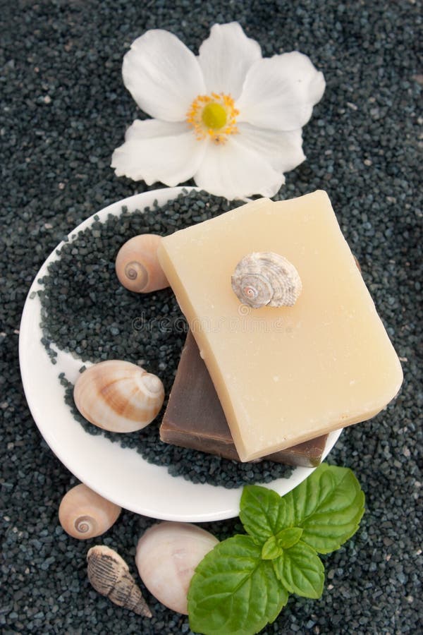 Spa setting with hot rocks stock photo. Image of hygiene - 16903350