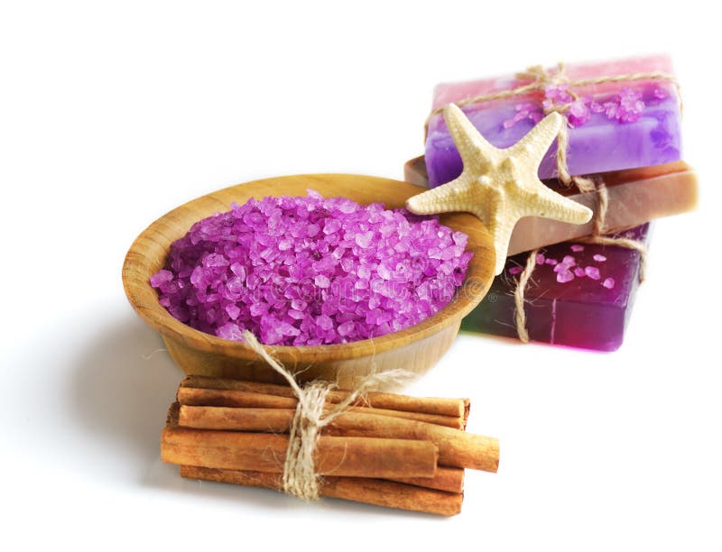 Spa Setting with Natural Soap and Sea Salt Stock Image - Image of ...