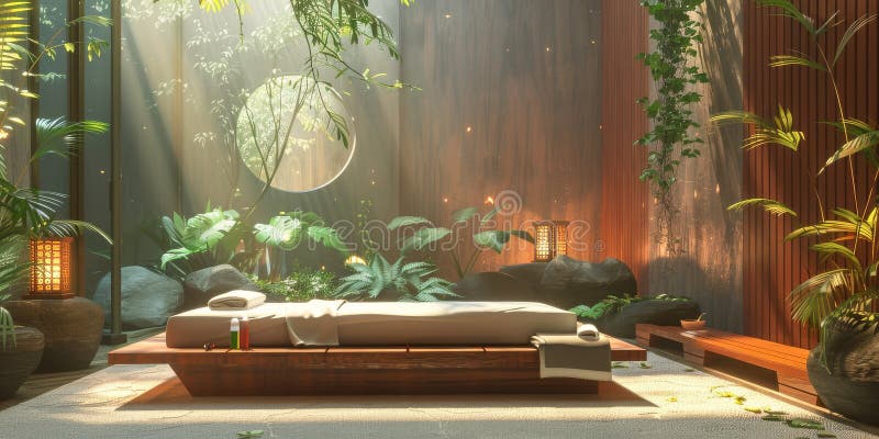 Spa Setting Shown from a Back Perspective, Emphasizing Peaceful ...