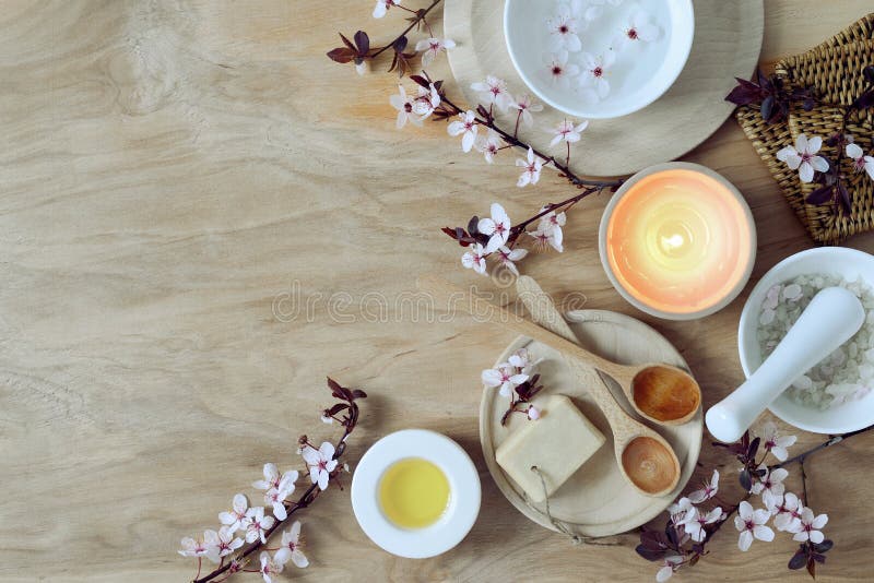 Spa Setting with Spring Branches Stock Photo - Image of branch ...