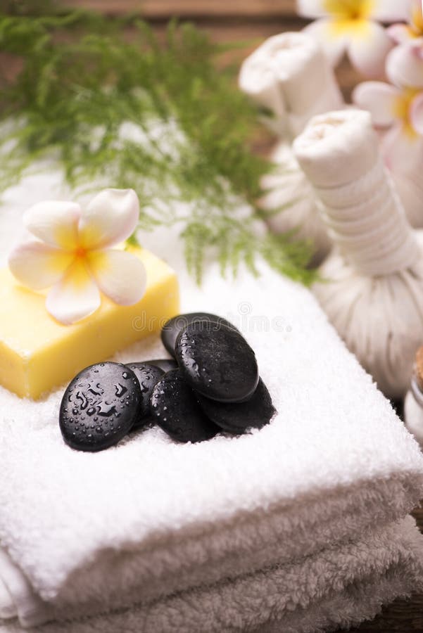 Spa setting with stone stock photo. Image of composition - 98775184