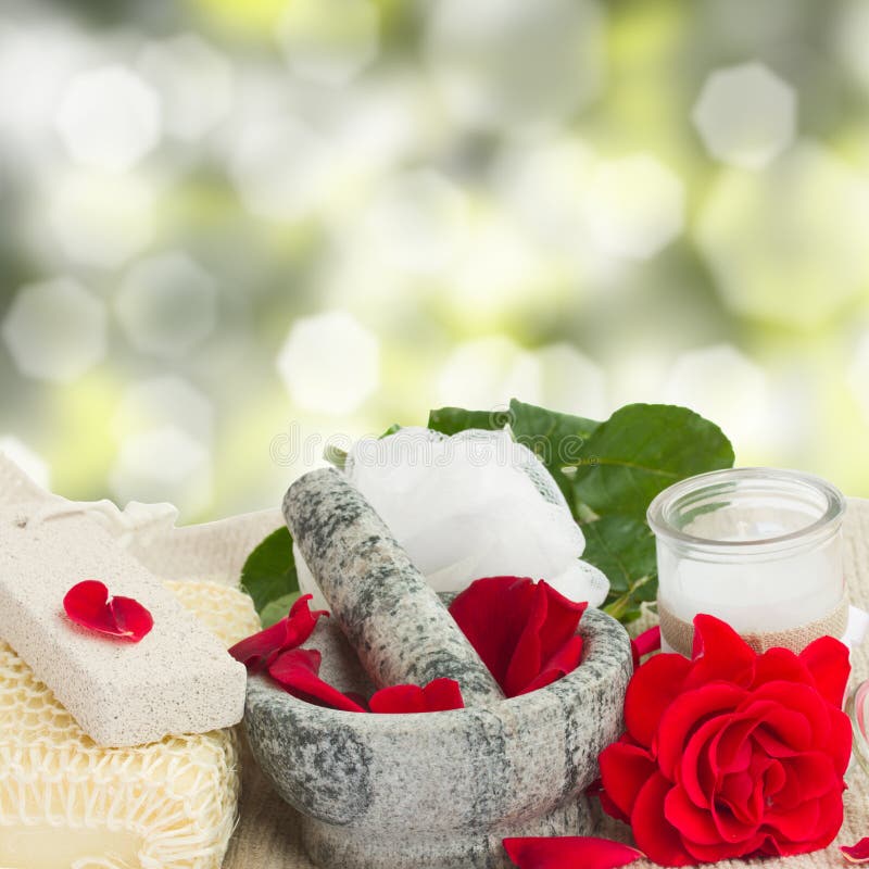 Spa settings with roses stock image. Image of luxury - 32909325