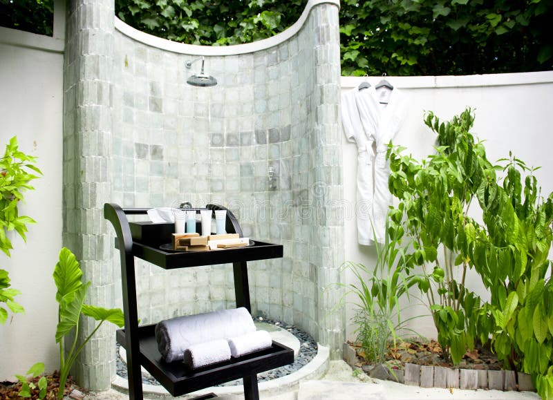 Spa shower area outside stock image. Image of decoration - 19069259
