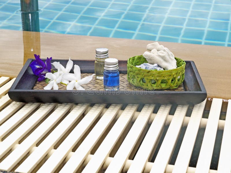 Spa still life at pool stock photo. Image of green, swimming - 34657652