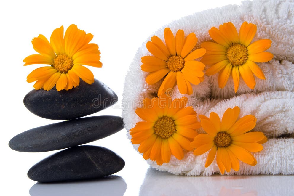 Spa stone flower towel stock image. Image of light, health - 2777115
