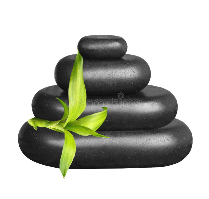 Spa Stones with Bamboo Isolated on White Stock Image - Image of ...