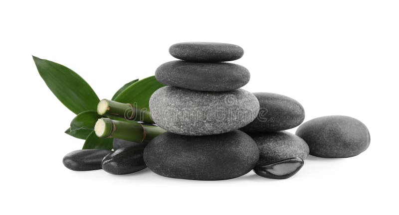 Spa Stones with Bamboo Isolated on White Stock Image - Image of bamboo ...