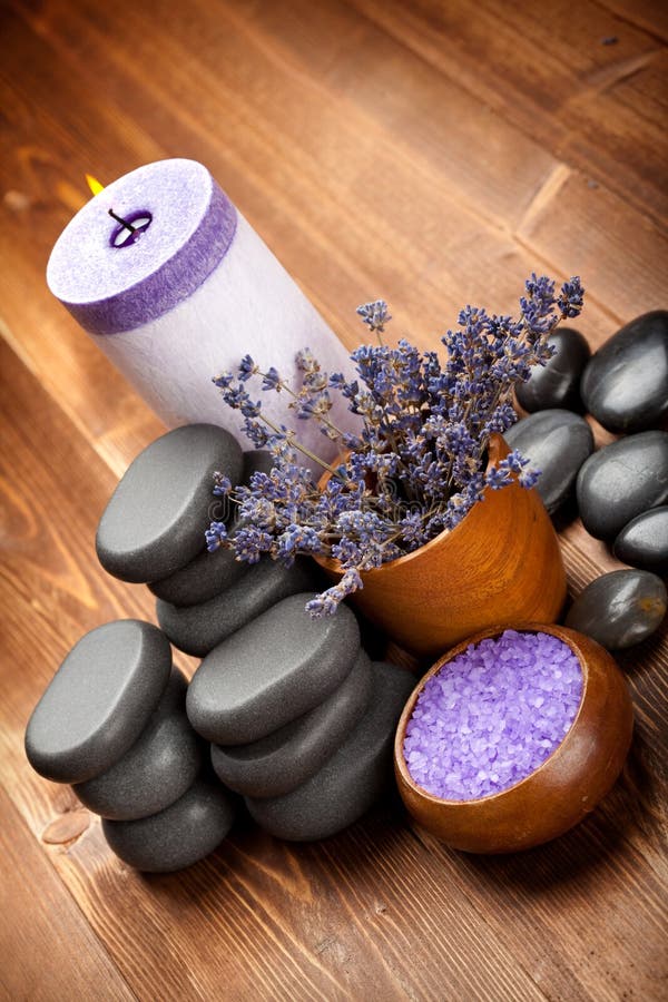 Spa Stones - Lavender Aromatherapy Stock Image - Image of salt, mineral ...