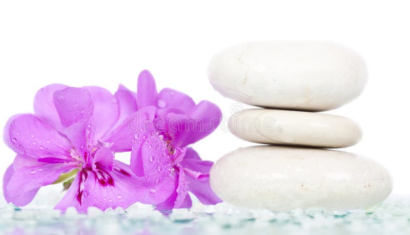 Spa stones and pink flower stock image. Image of exotic - 42508783