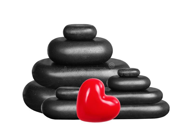 Spa Stones and Red Heart Isolated on White Stock Image - Image of shiny ...