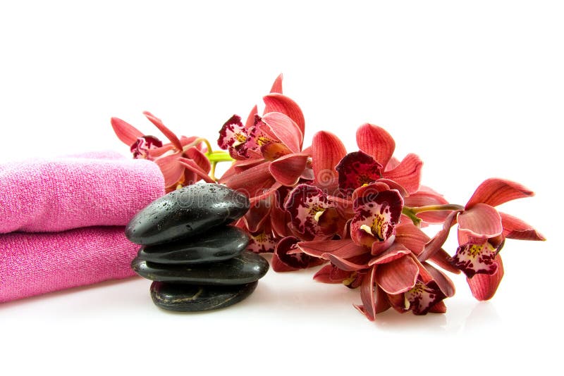 Spa stones with red orchid stock photo. Image of beauty - 11809138