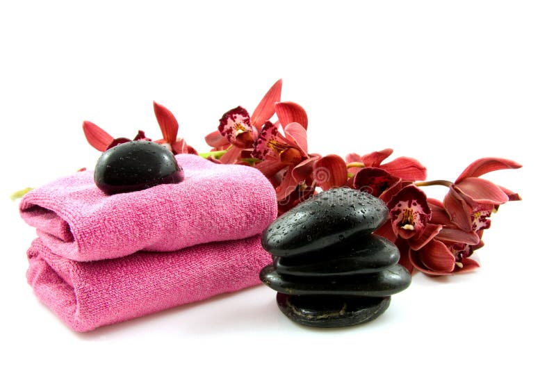 Spa stones with red orchid stock photo. Image of beauty - 11809138