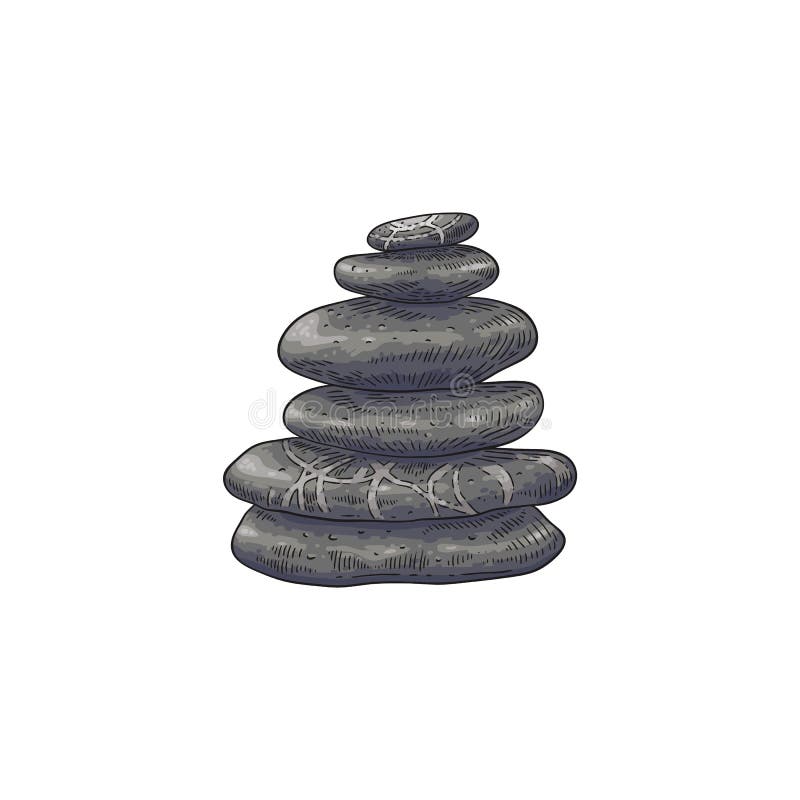 Spa Stones in Stack Vector Illustration in Sketch Style. Stock Vector ...