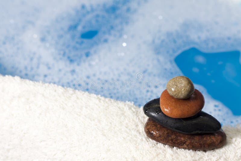 Spa Stones Towel and Bath Background Stock Photo - Image of botanical ...