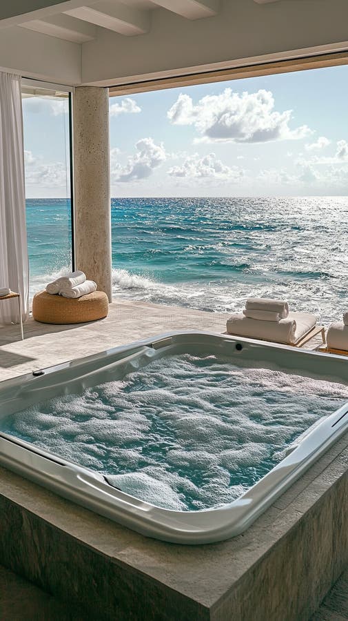 A Spa Suite with a Jacuzzi and Ocean View Stock Photo - Image of ...