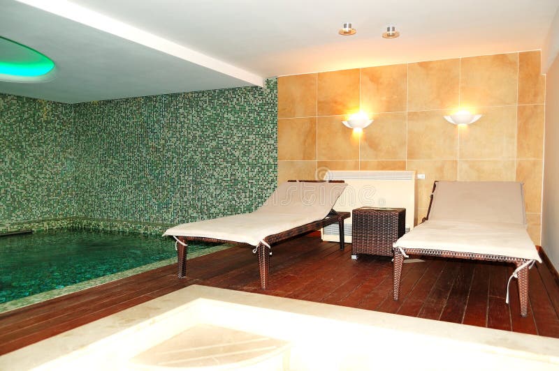 Spa Swimming Pool at the Luxury Hotel Stock Image - Image of wall ...