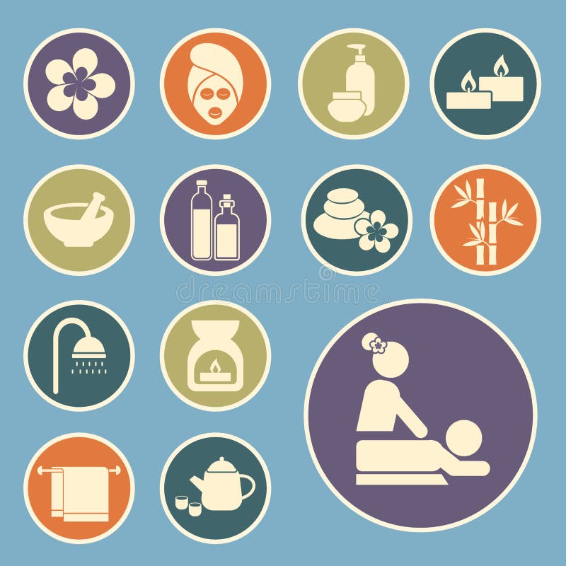 Symbolsbrunnsort Och Massage Vektor Illustrationer - Illustration av ...