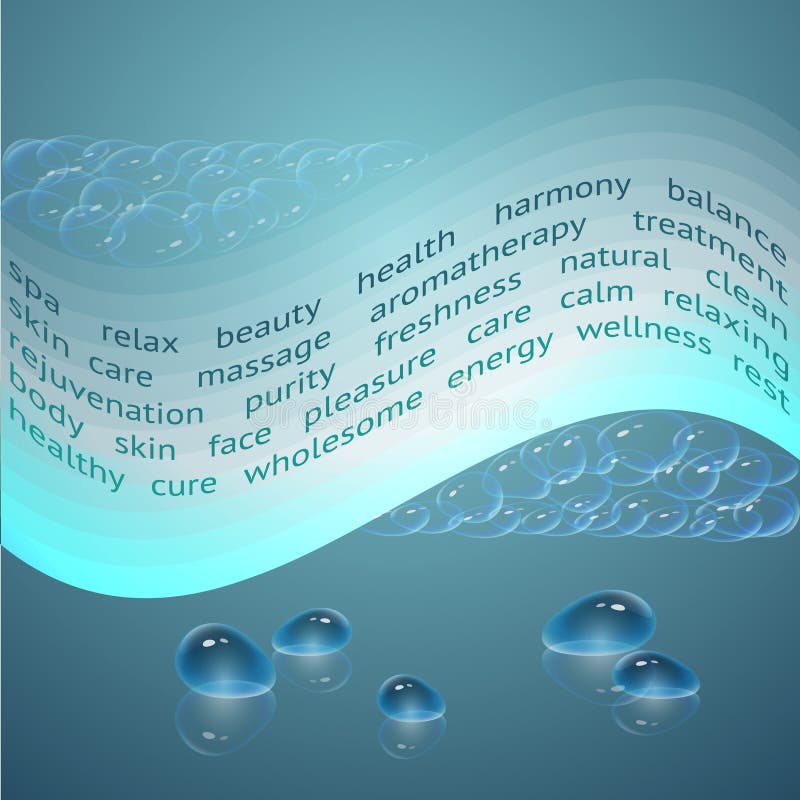 Spa Theme Words in a Shape of Wave and Bubbles. Stock Vector ...