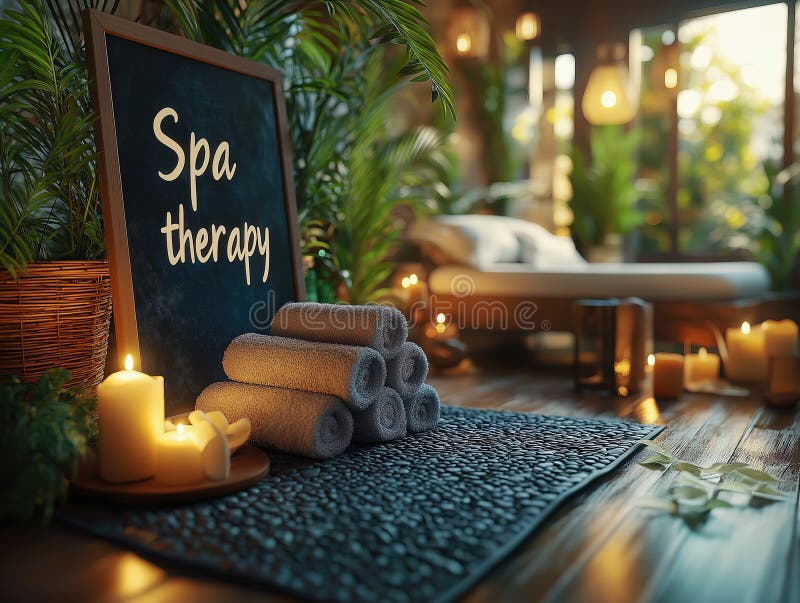 Spa Therapy Text Written on a Blackboard. Stock Photo - Image of ...