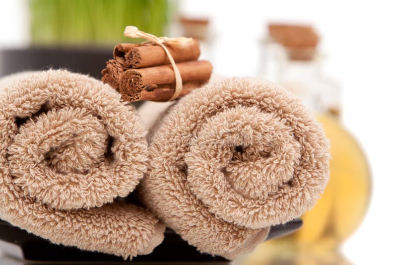 Spa towels stock photo. Image of sticks, essential, wheatgrass - 12463818