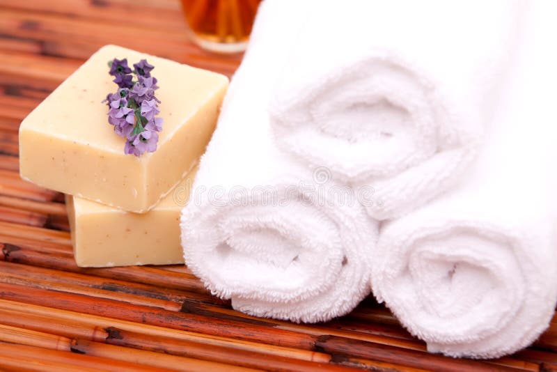 Spa towels with soaps stock image. Image of hygiene, clean - 12143267